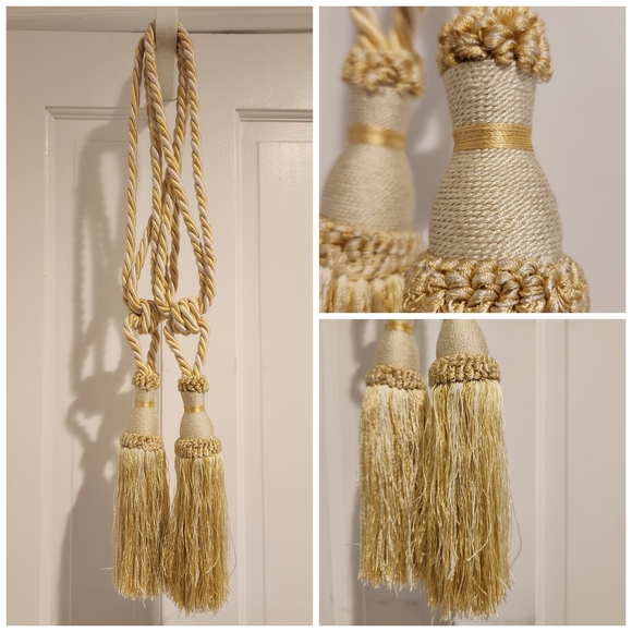 Accents | 2 Luxury Silk Gold Cream Tassel Curtain Tiebacks | Poshmark